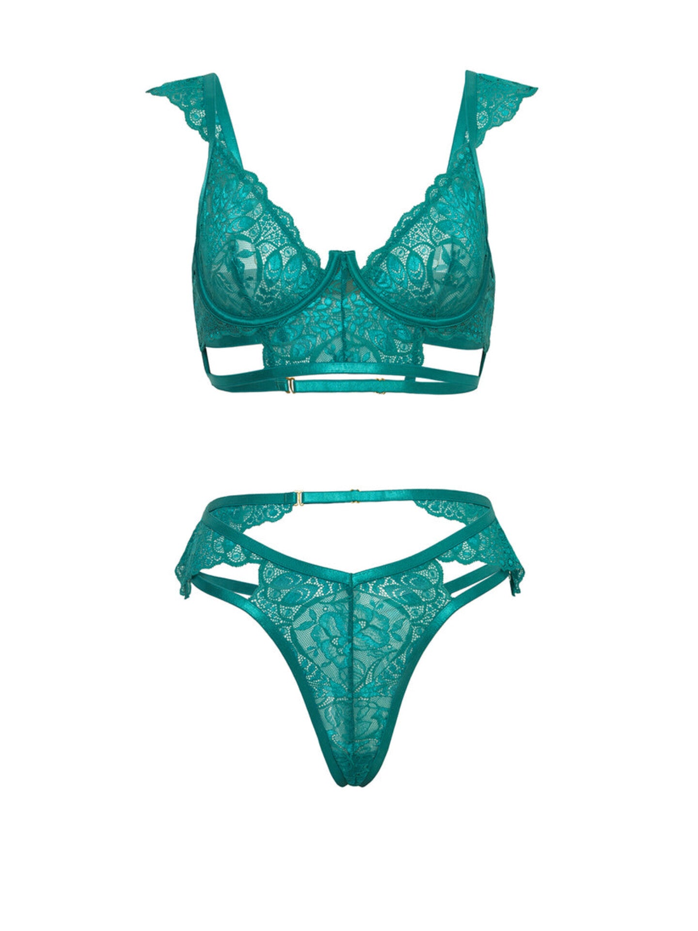 Farah Turquoise Lingerie Set | Luxe Kant met Uitsnijdingen – MissQ Lingerie